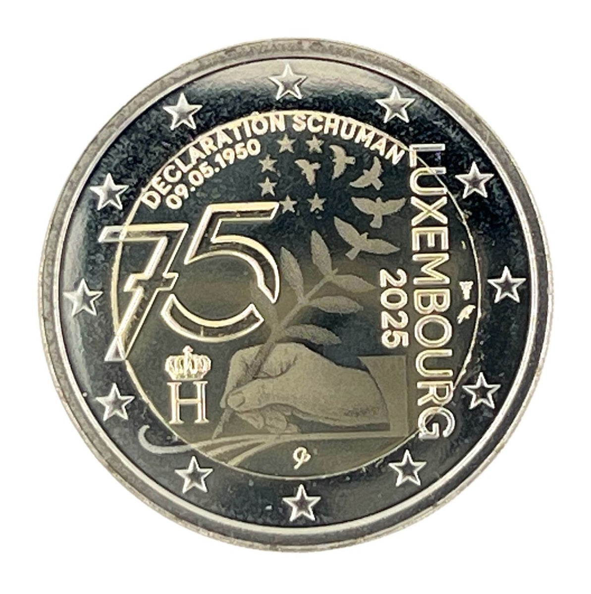 Original KMS Luxemburg 2025 5,88€ Stempelglanz #2€ Fotoprägung Schuman| Münzhandel Ortner