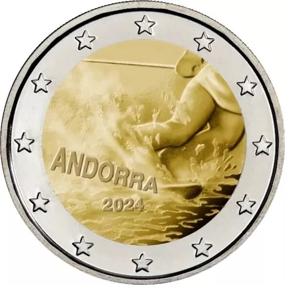 Coincard 2 Euro Sondermünze Andorra 2024 "100.Jahre Ski"| Münzhandel Ortner